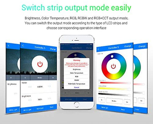 BTF-LIGHTING 5in1 WB5 2.4GHz WiFi LED Controller Compatible with Alexa