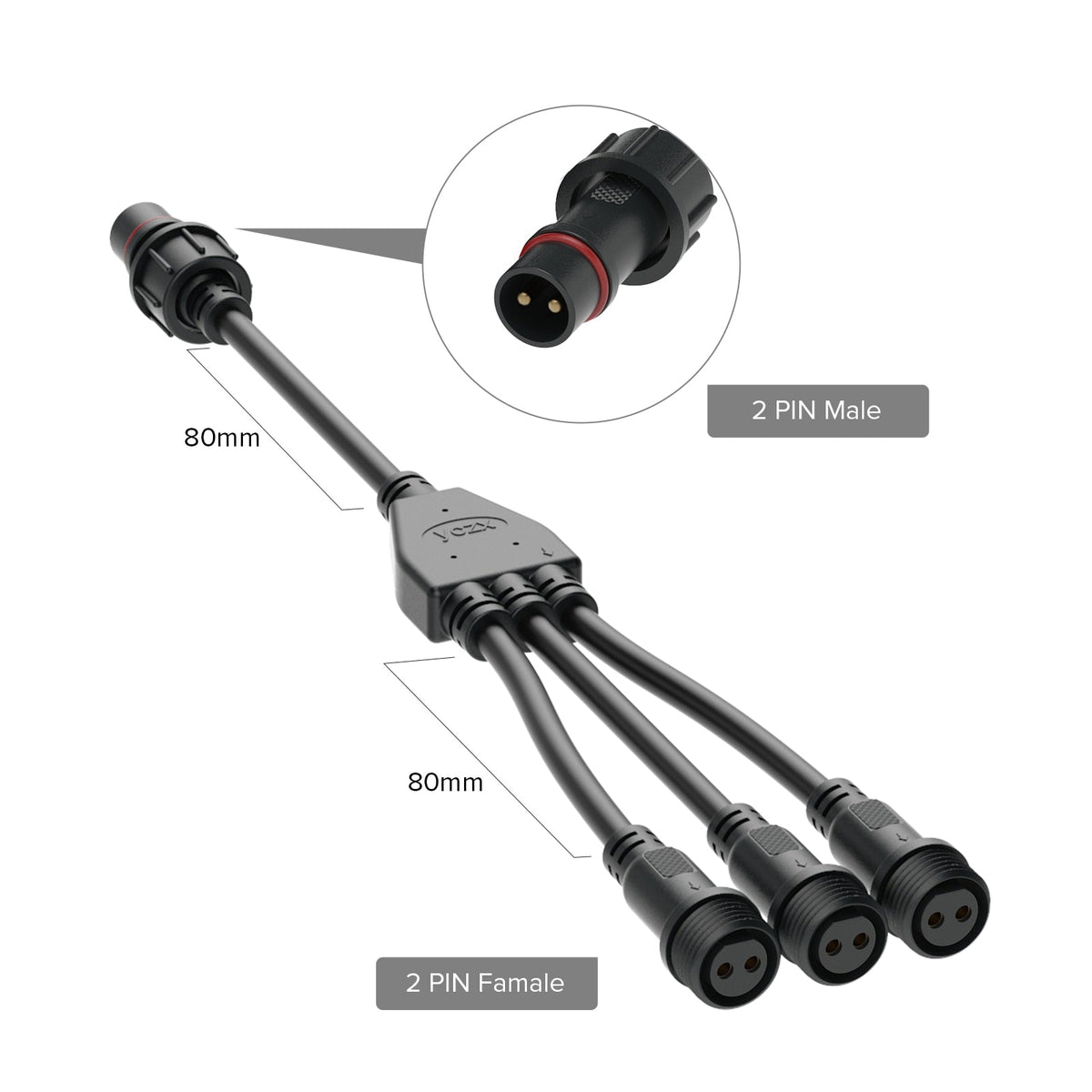 Y Shape Waterproof Connctor 2-5 Pin 1 Male Divided 2 3 Female Plastics ...