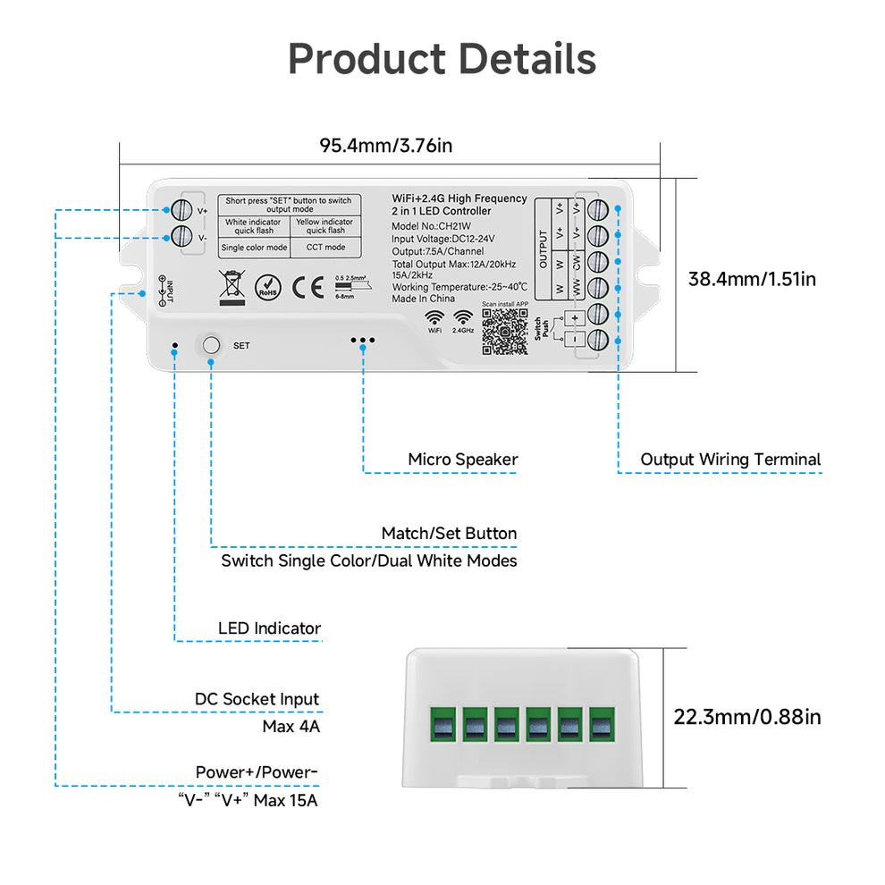 PWM Controller Wifi Alexa Tuya Google Assistance High Frequency 2 in 1 ...