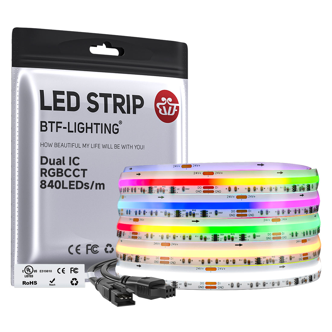 FCOB SPI RGBCCT IC LED Strip Light WS2811 Addressable 840LEDs Dream Co ...