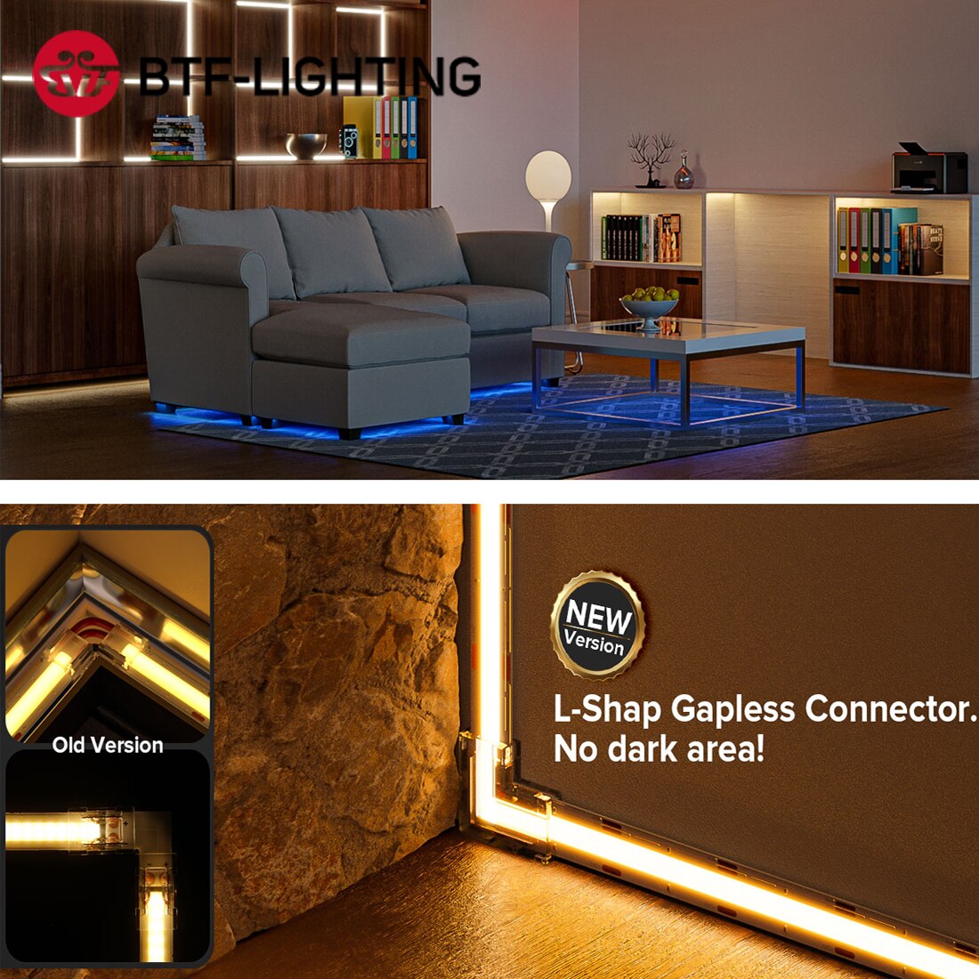 4 PCS FCOB Transparent L Shape Cover Connectors Solderless for 2pin 8m ...