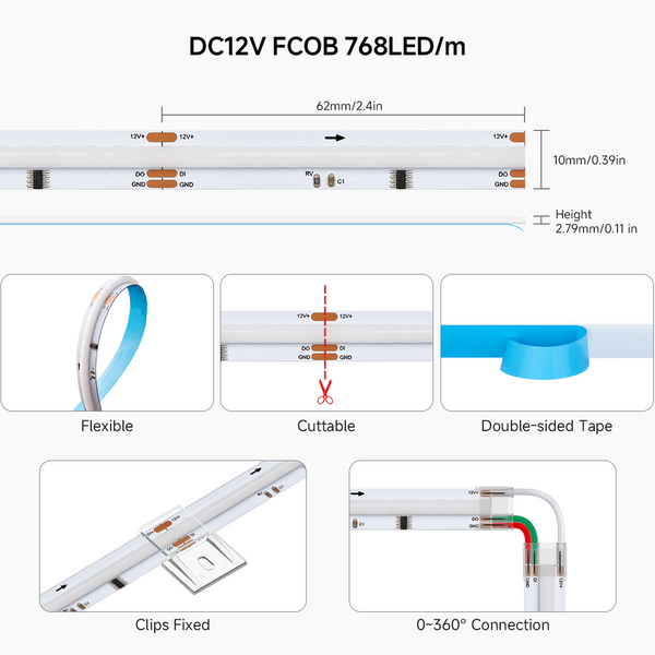 FCOB SPI RGBW IC WS2814 SK6812 768 LED Addressable Dream Color LED Str – BTF-LIGHTING