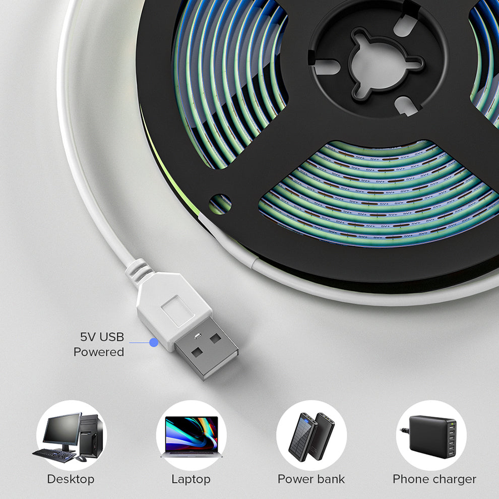 DC5V USB FCOB 320LEDs LED Strip Light Red Orange Green Blue Ice Blue L ...