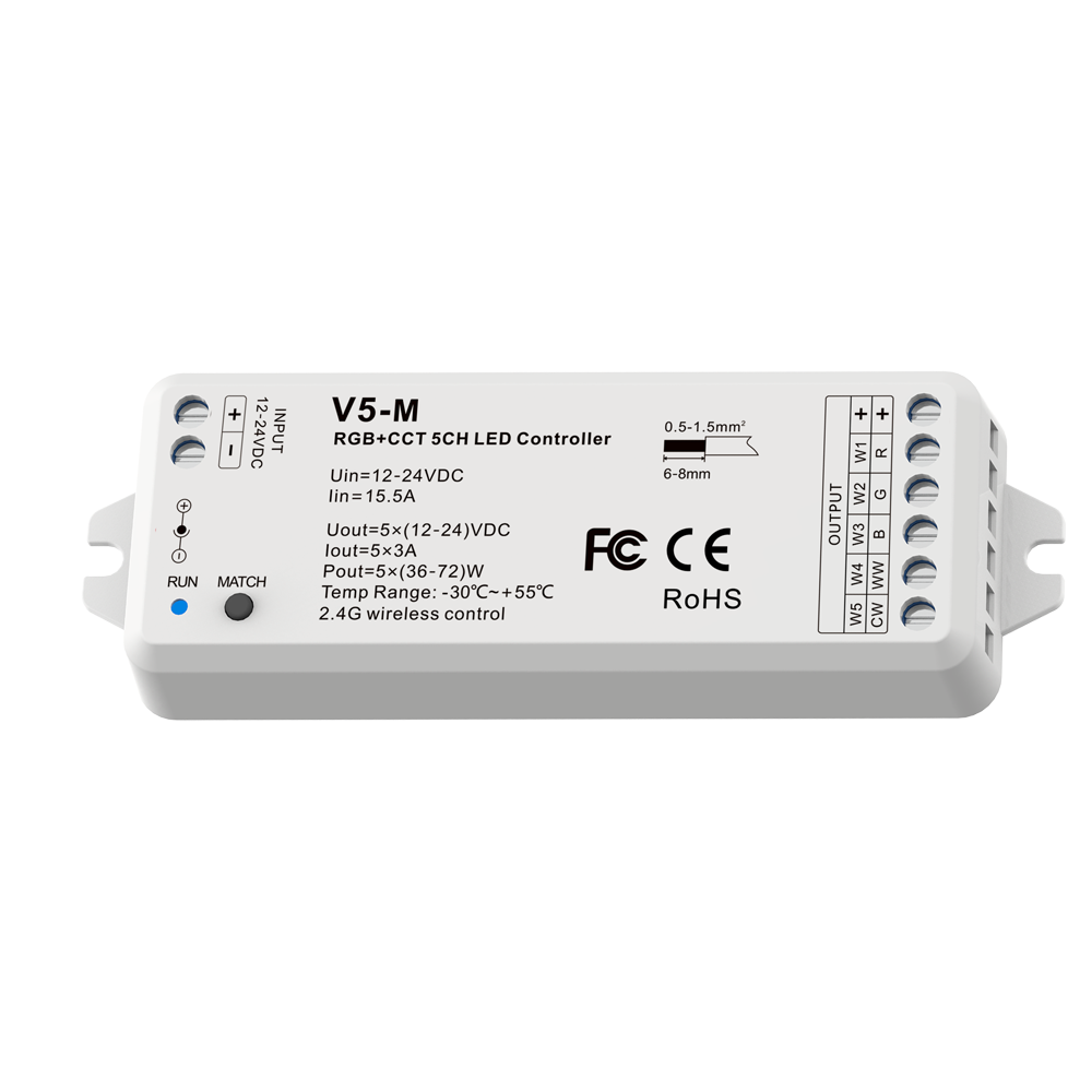 5050 RGBCCT LED Light Strip Controller 5CH 2.4GHz 2835 5050 5IN1 RGB C ...