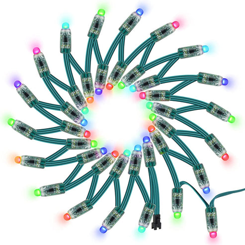 50pcs WS2811 DC 5V 12V 12mm LED Module Wire String Black Green RWB Chr ...
