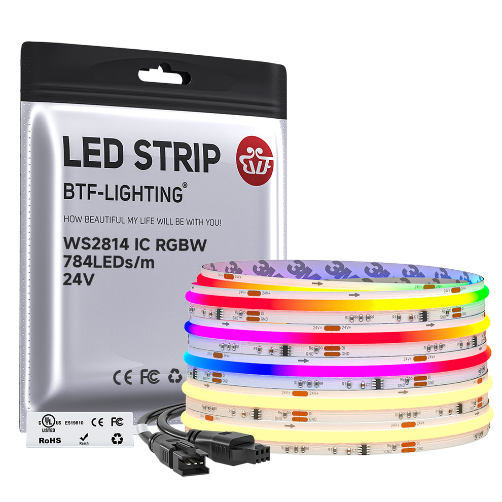 WS2814 RGBW FCOB LED Strip | DC24V Addressable 784 LEDs/m IP30/66 – BTF ...