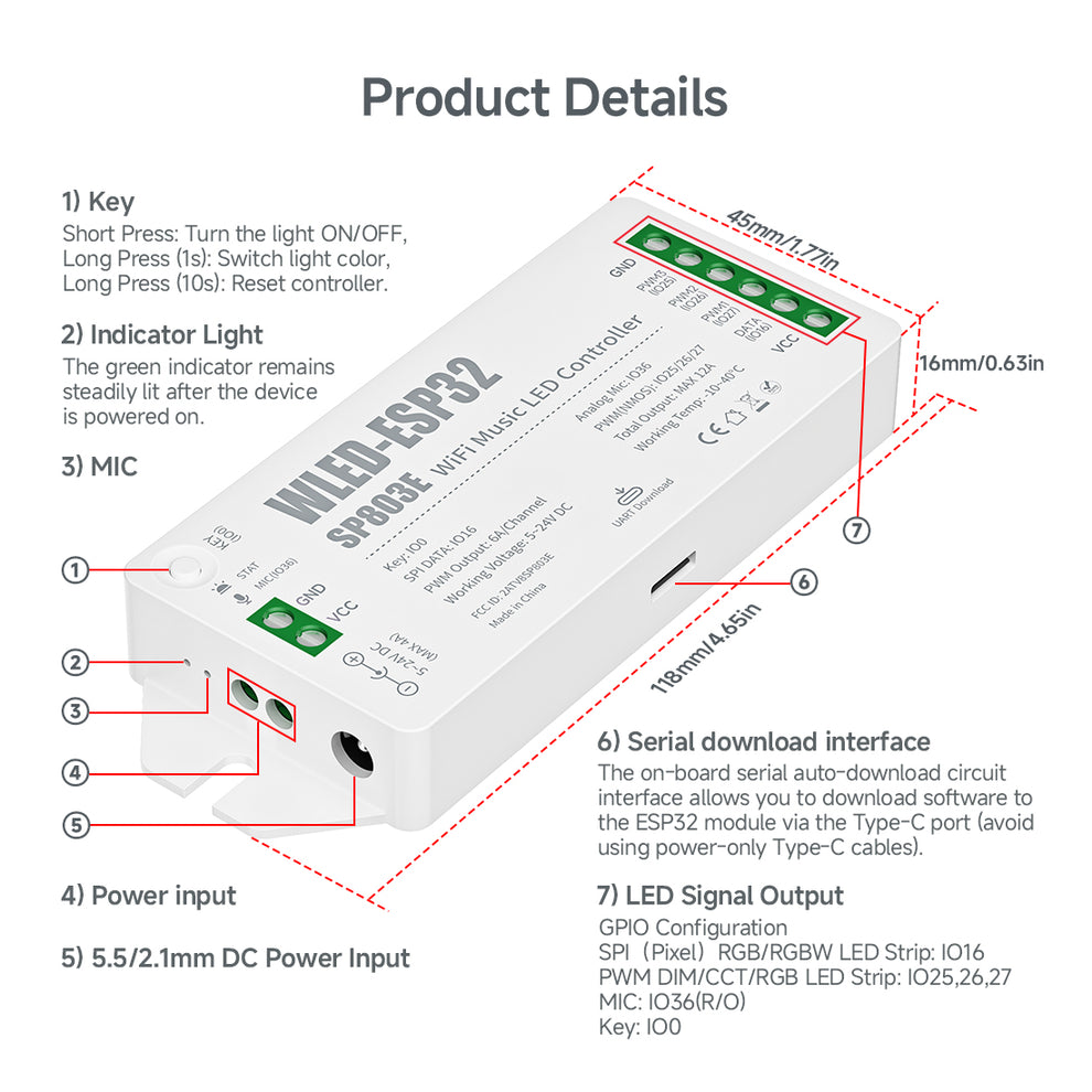 ESP-32 WLED WiFi Music LED Controller – BTF-LIGHTING