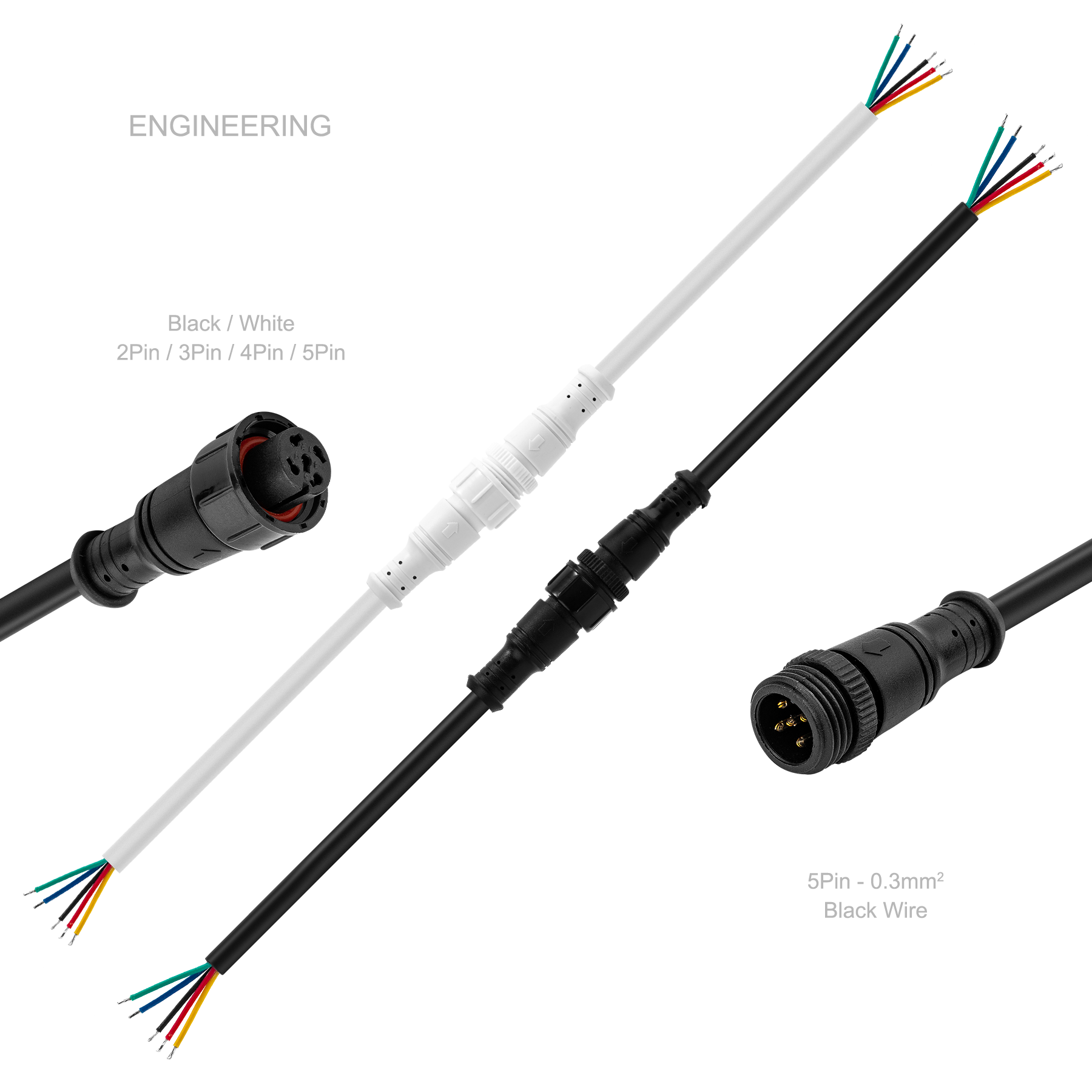 Waterproof IP65 Led Connector 2pin/3pin/4pin/5pin/DC – BTF-LIGHTING