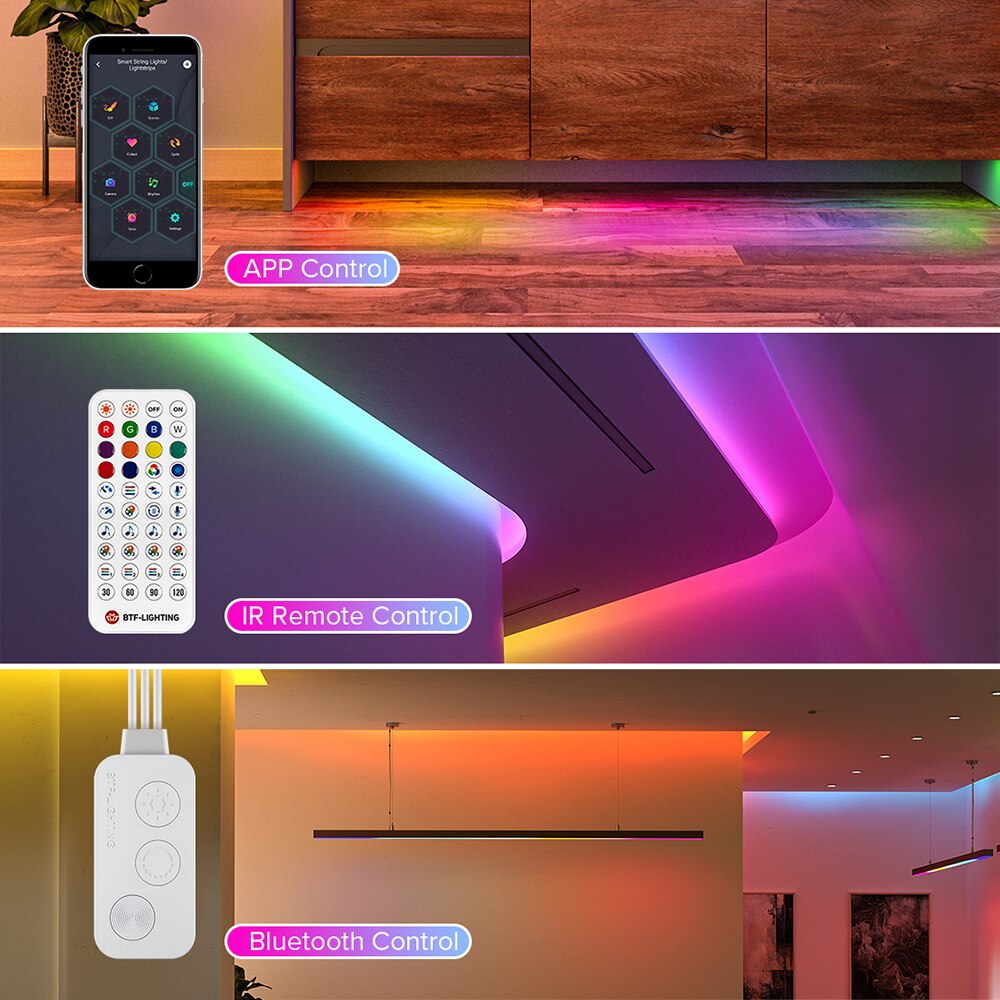 24LEDS LED Light Strip Kits 24V Bluetooth Mesh Music Dreamcolor Lights ...