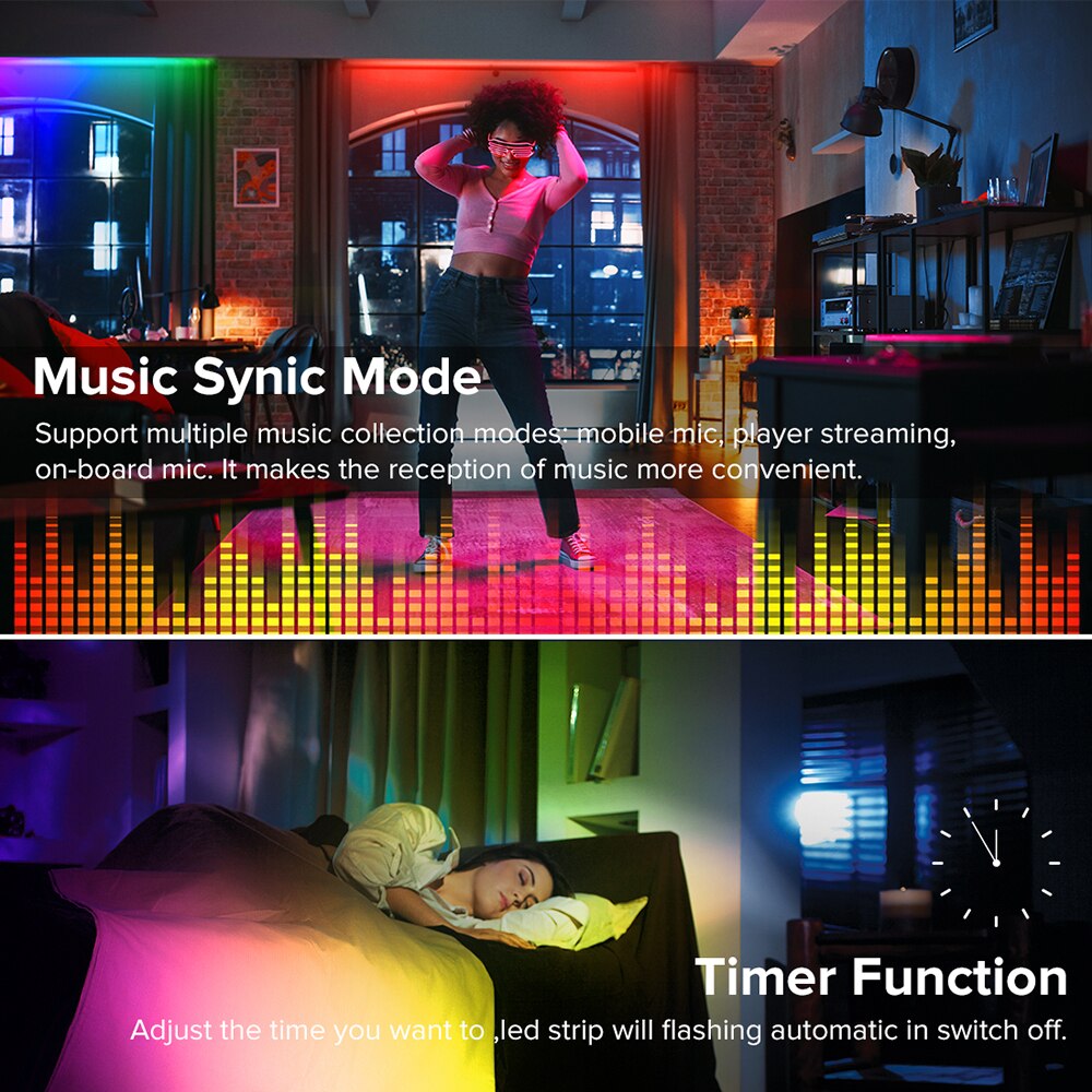 24LEDS LED Light Strip Kits 24V Bluetooth Mesh Music Dreamcolor Lights ...