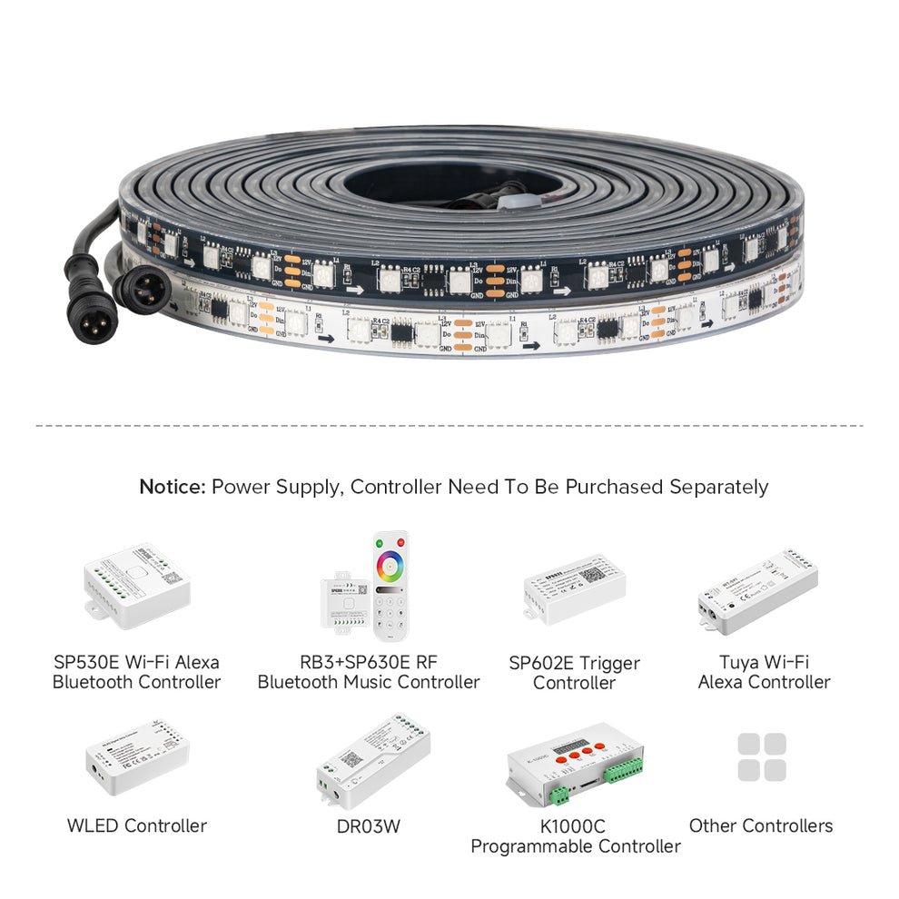 WS2811 RGBIC IP68 Waterproof Outdoor LED Strip Addressable Dream Color ...