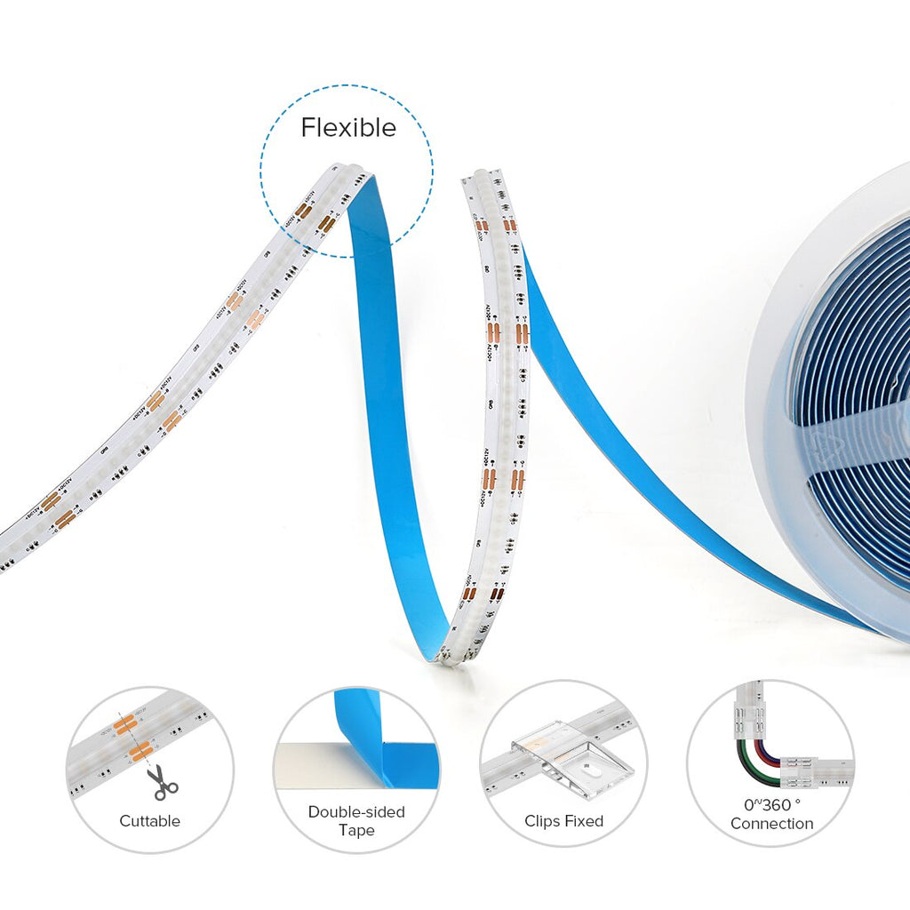 FCOB COB USB RGB LED Light Strip Full Set 576 LEDs DC5V IR38 Keys BT M ...