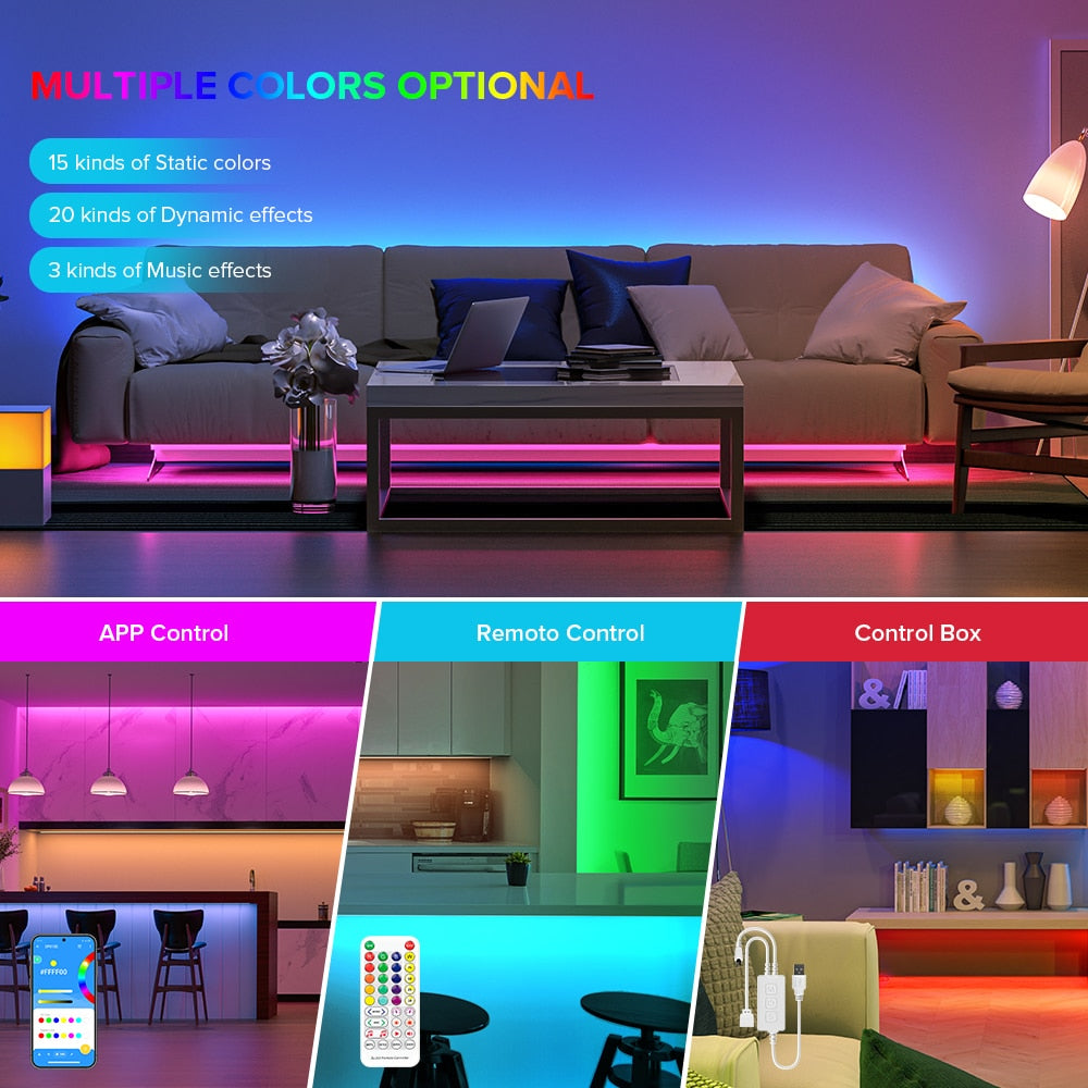 FCOB COB USB RGB LED Light Strip Full Set 576 LEDs DC5V IR38 Keys BT M ...