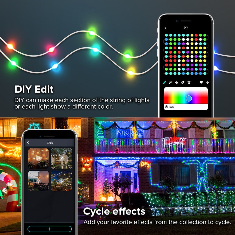 Dreamcolor Christmas Lights String BT Music WS2812B RGBIC Addressable ...