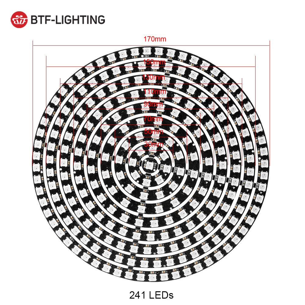 WS2812B DIY RGB LED Ring 148 to 241 Pixels WS2812 Round Modules SK6812 ...