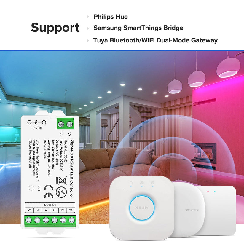 Zigbee 3.0 WiFi 2.4GHz LED Controller DIM CCT RGB RGBW RGBCCT Hue Brid ...