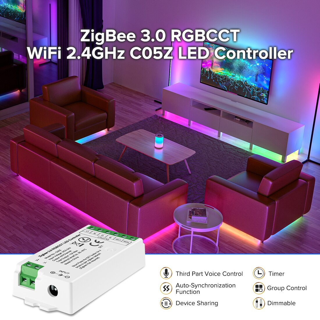 Zigbee 3.0 WiFi 2.4GHz LED Controller DIM CCT RGB RGBW RGBCCT Hue Brid ...